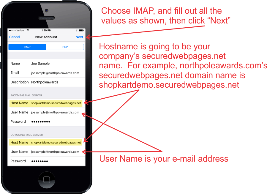 E-Mail Account Configuration Instructions